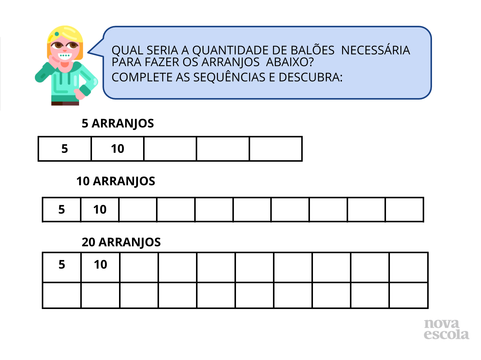 Sequência numérica de 5 em 5 - brincando com balões - Planos de aula - 1º ano