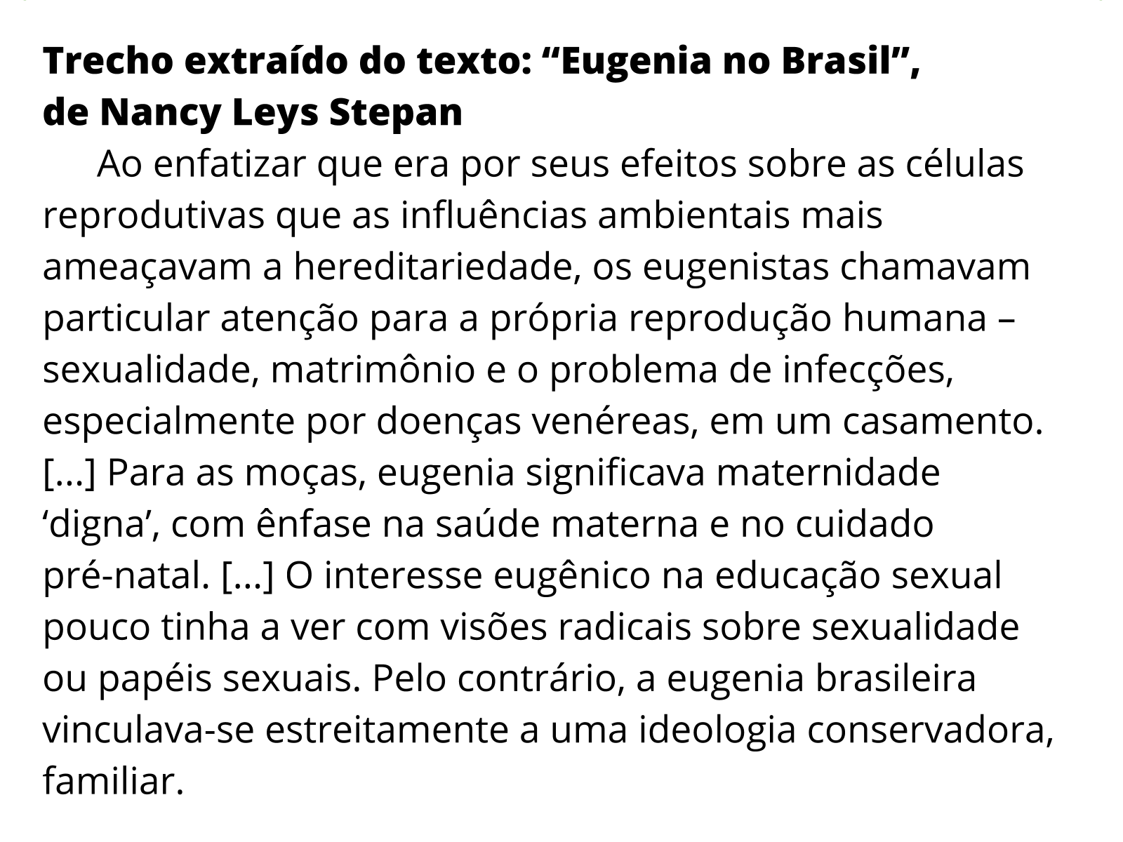 Plano de aula - 9º ano - O movimento eugenista e as mulheres