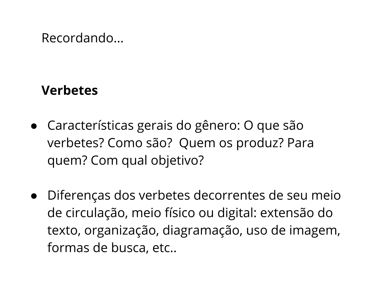 Produção de verbetes - Planos de aula - 4º ano - Língua Portuguesa