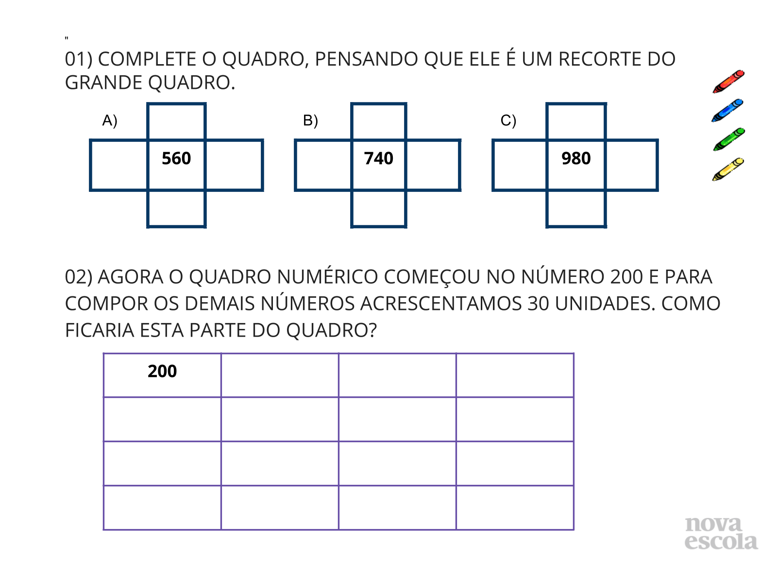 Composição com quadro numérico - Planos de aula - 2º ano