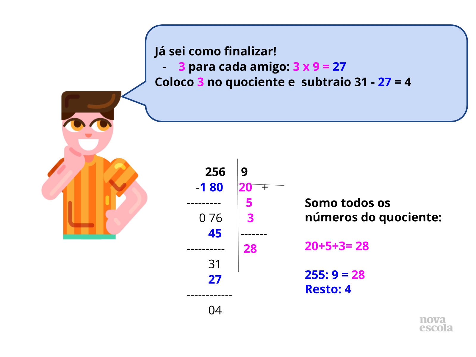 Como estimar o quociente usando a ideia de distribuir e o algoritmo ...