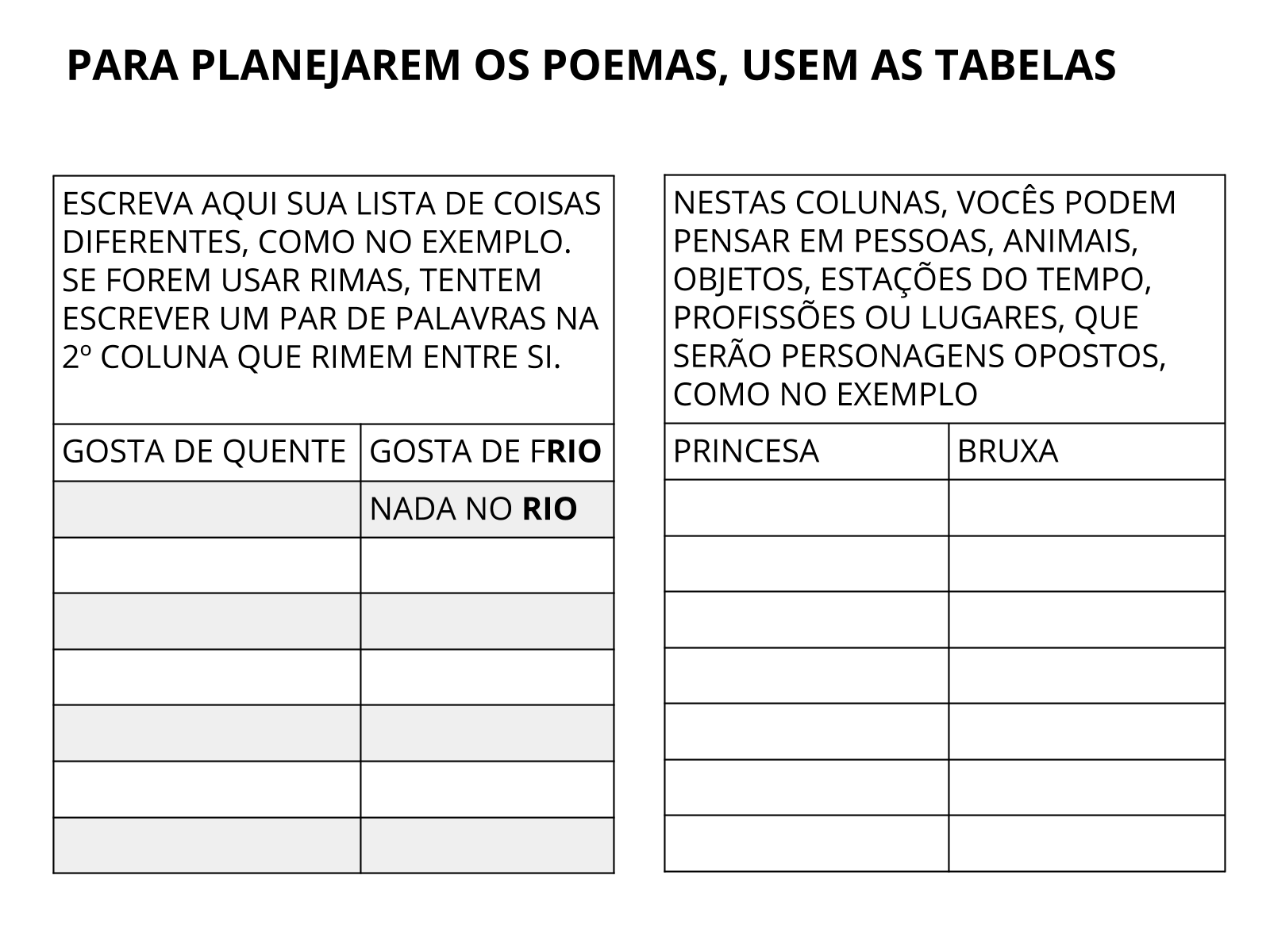 Plano de aula - 2º ano - Planejando a escrita de poemas