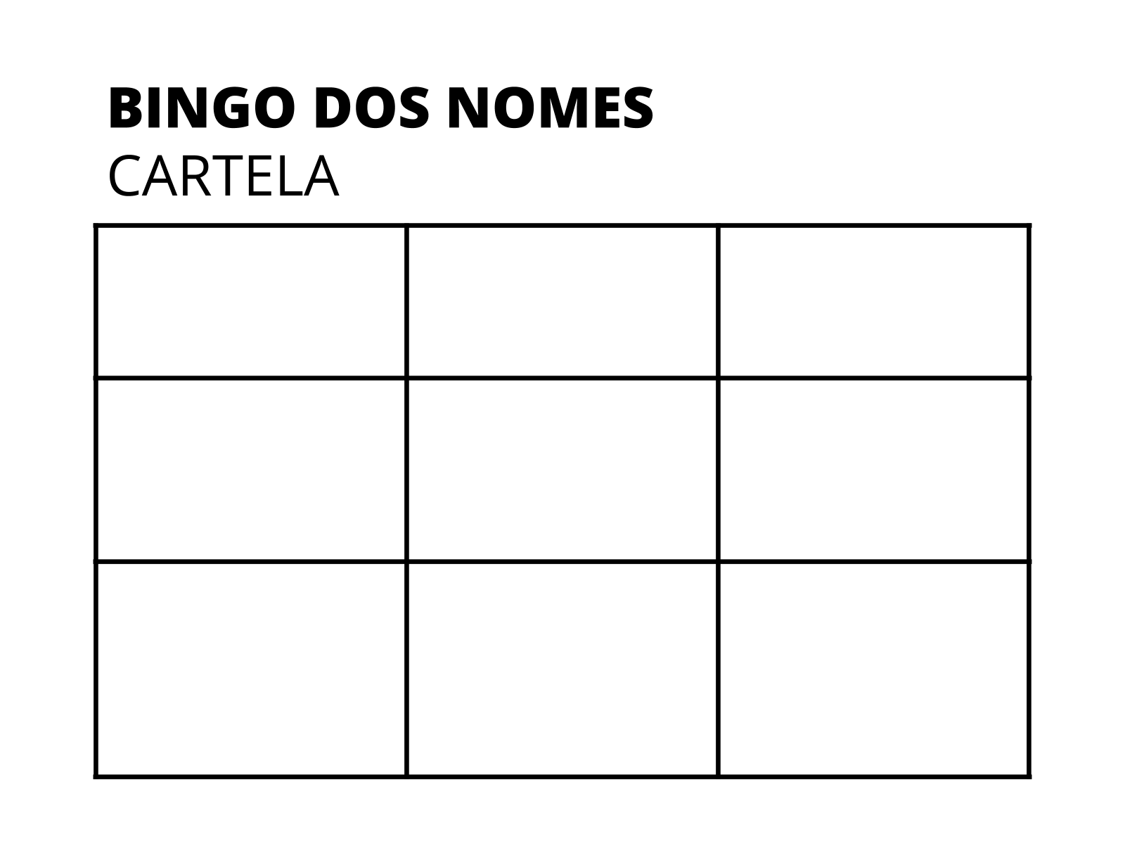 Bingo dos nomes - Planos de aula - 2º ano - Língua Portuguesa