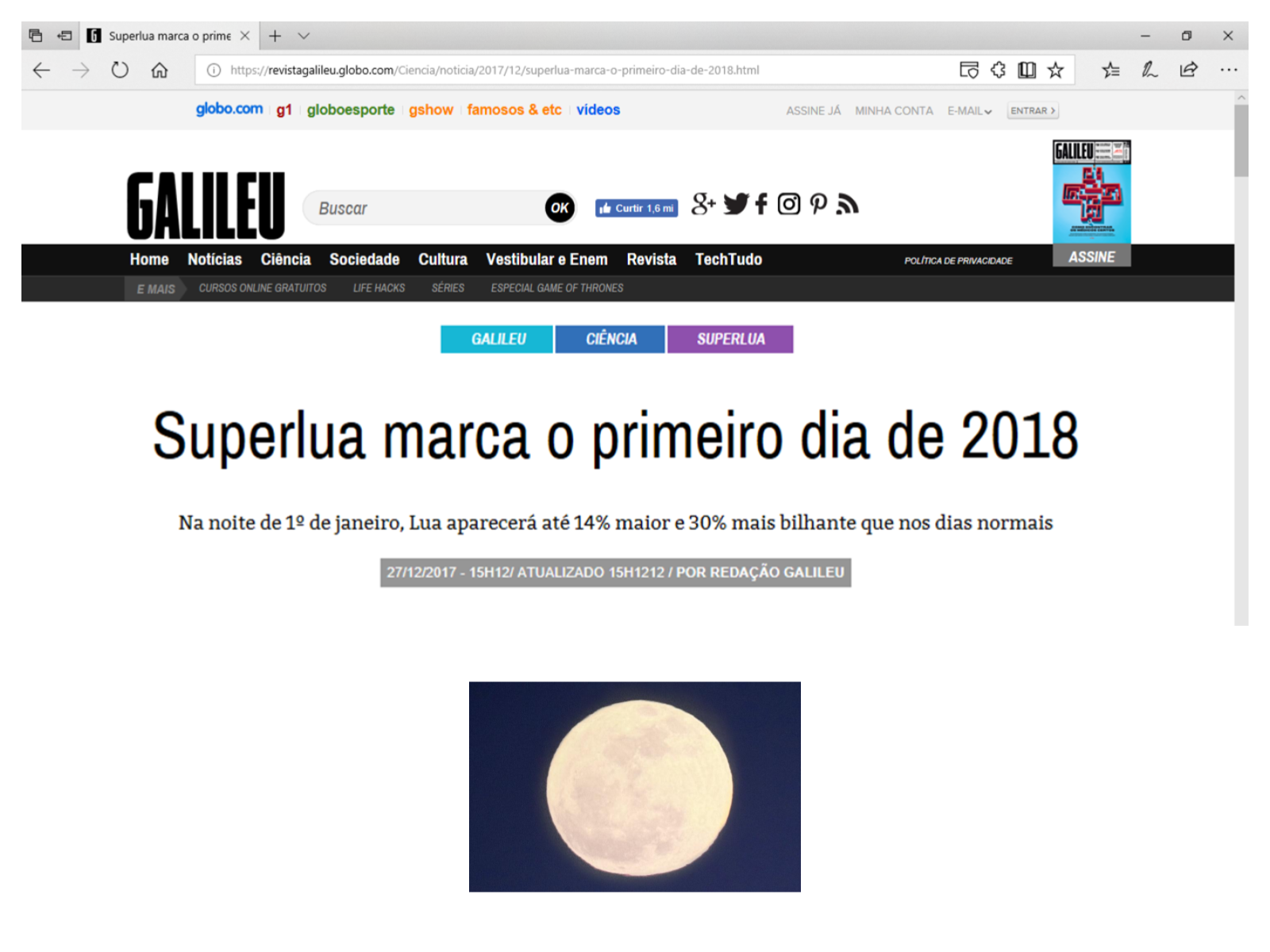 Plano de aula - 8o ano - A órbita elíptica da Lua e a Lua cheia no ...