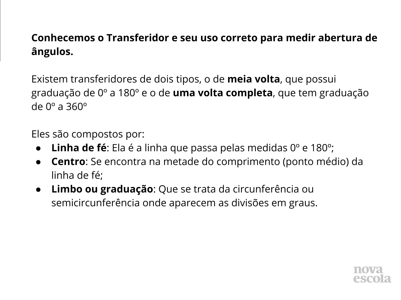 Como se mede um ângulo? - Planos de aula - 6º ano