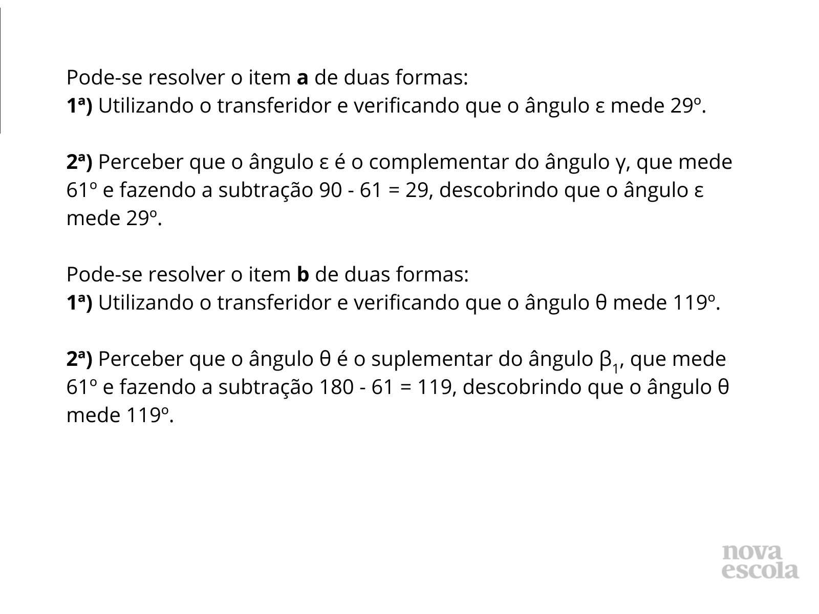 Ângulos complementares e suplementares - Planos de aula - 6º ano