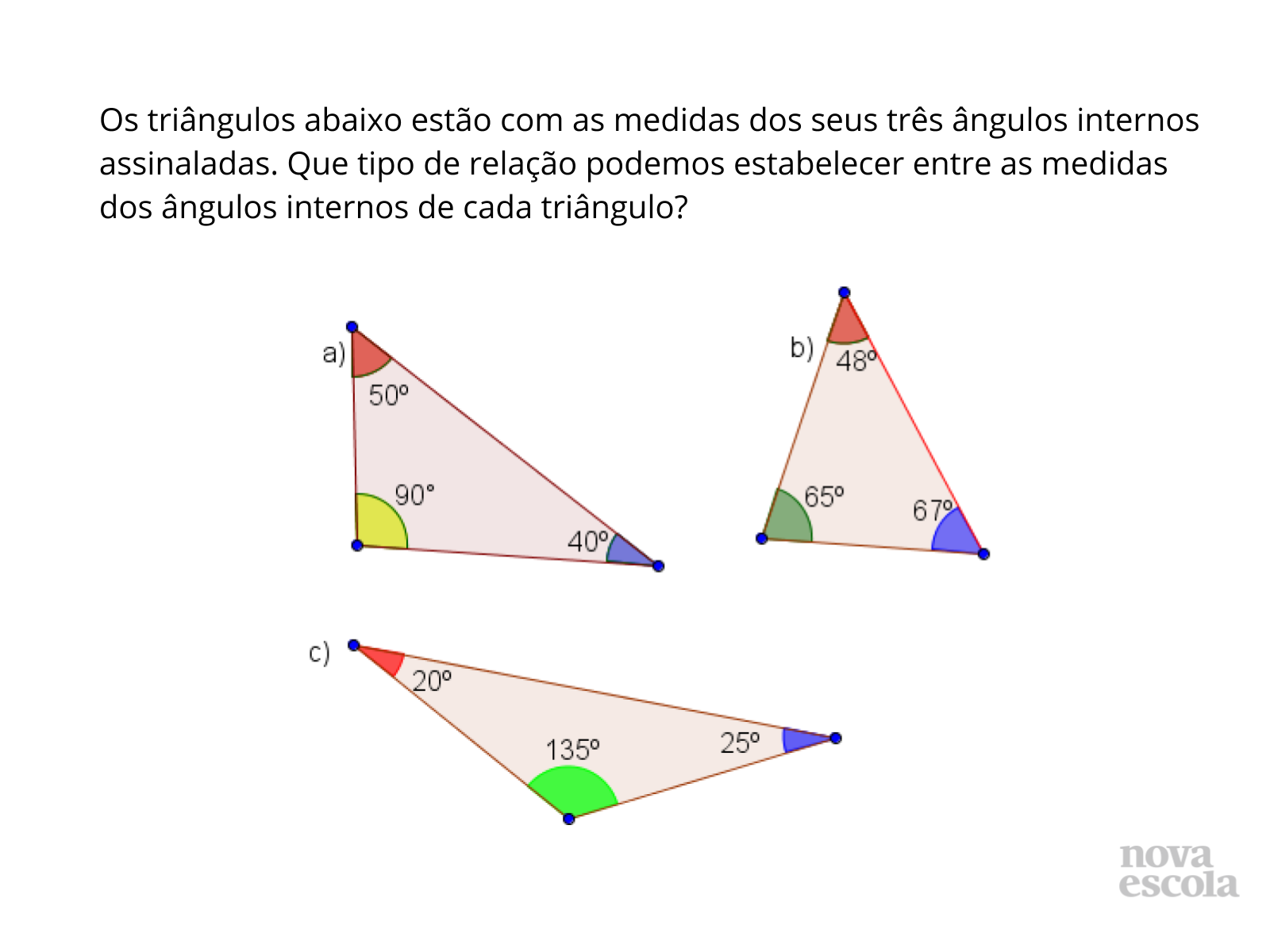 Soma das Medidas dos ngulos Internos de um Triângulo Qualquer - Planos de Aula - 7ª Ano