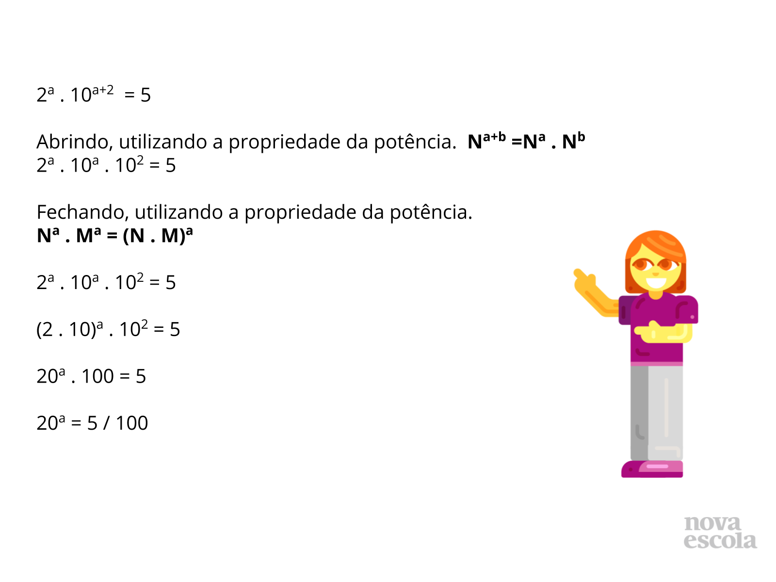 Usando álgebra e propriedades de potência para resolver expressões ...